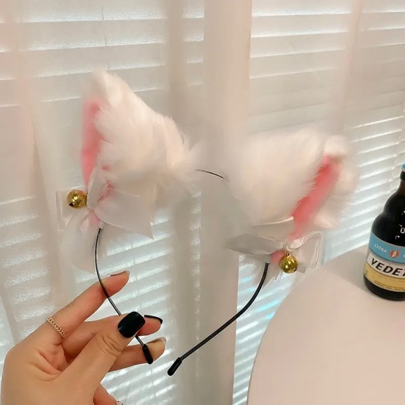 Other | Kawaii Cute Cat Ears Bow Headband Bell Cosplay White | Poshmark